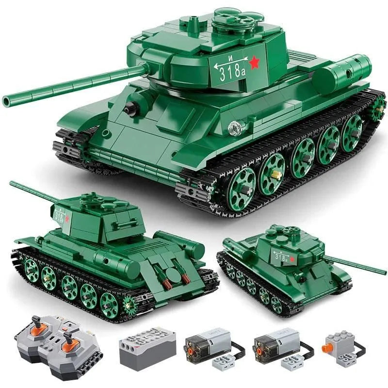 Military Army RC T34 Medium Tank Bricks Toy Set