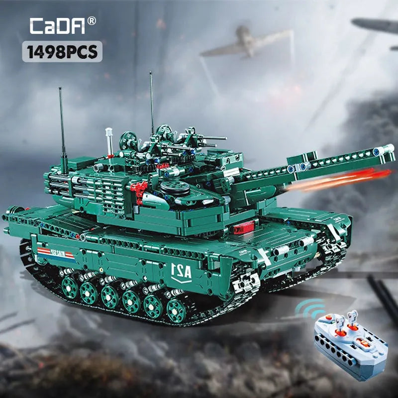 Military MOC Motorized M1A2 Main Battle Tank Toy