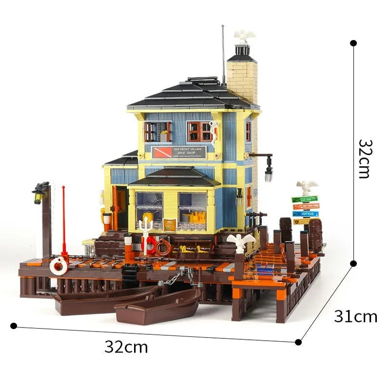 City Dive Shop Building Blocks MOC Toy Set 12001