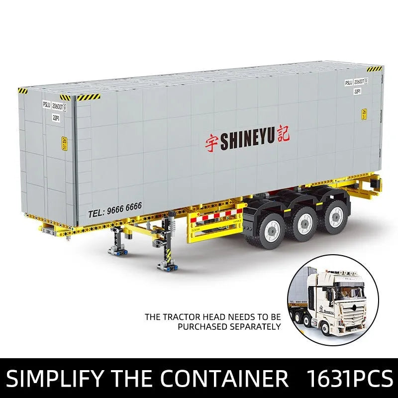 MOC Heavy Container Trailer Building Blocks Toy QC14