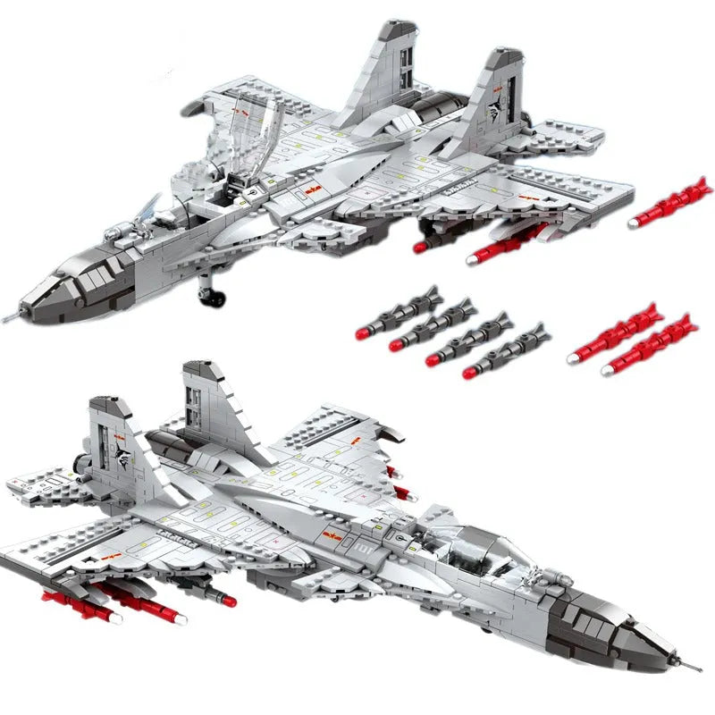 MOC Military Aircraft J-15 Fighter Jet Bricks Toy