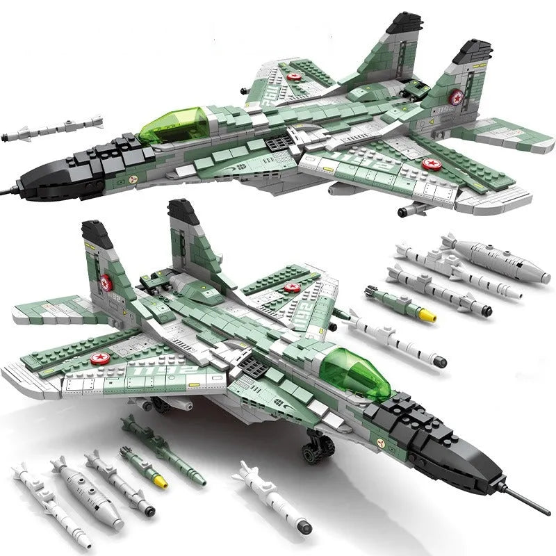 MOC Military MIG 29 Fighter Jet Plane Bricks Toy
