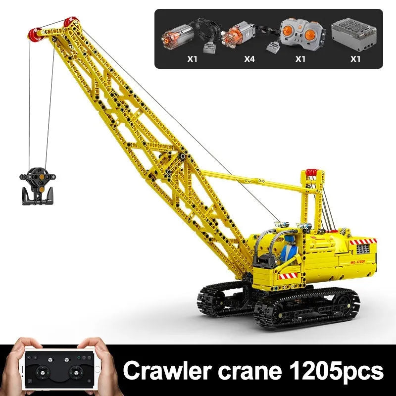 Tech MOC Motorized APP RC Crawler Crane Building Blocks
