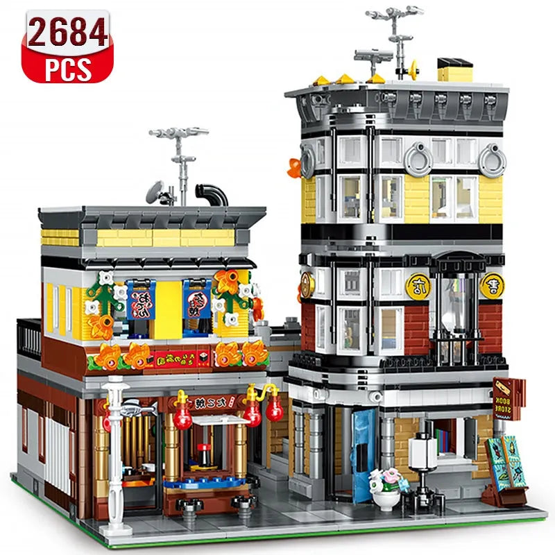 Building Blocks City Street Sushi Bar House Toys