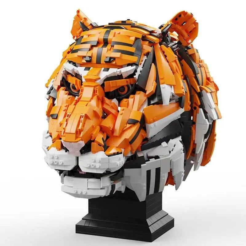 MOC Creative Idea Expert Building Blocks Tiger Head