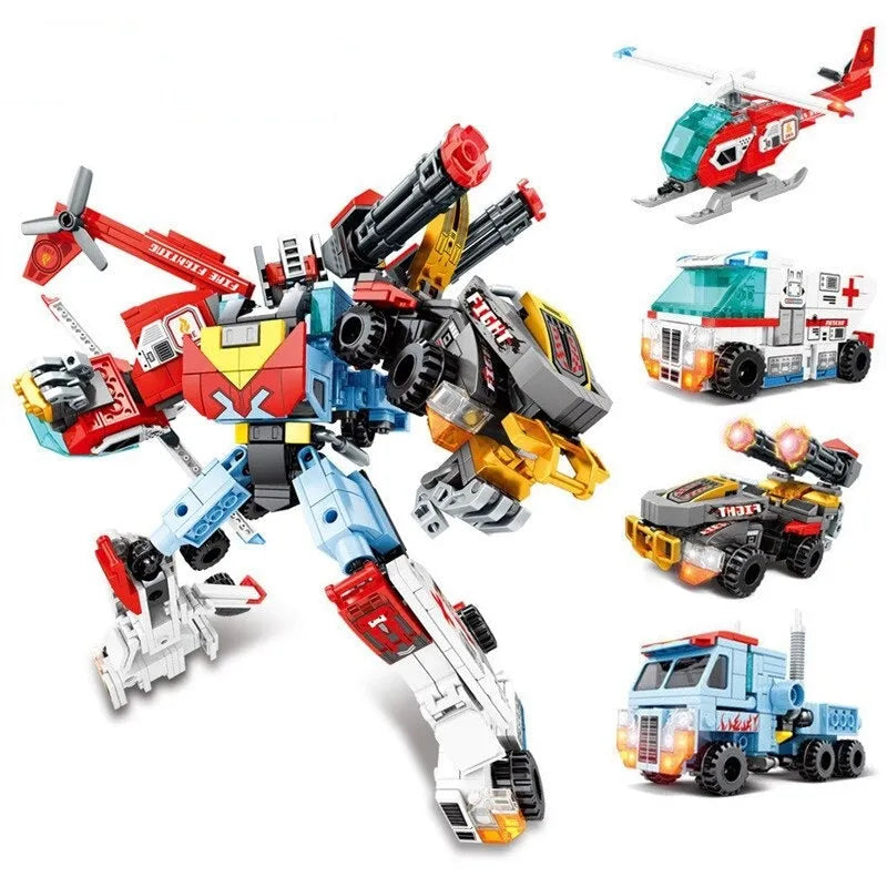 Mecha Transforming Steel Robot Building Blocks Toy