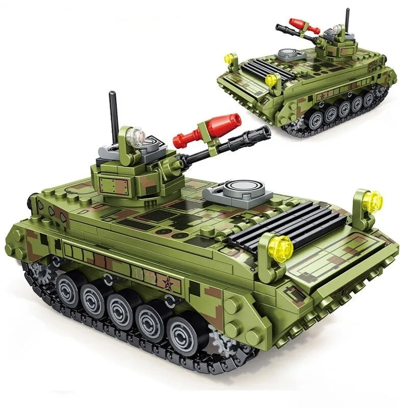 MOC Military WW2 IFV Canon Tank Building Blocks Toys