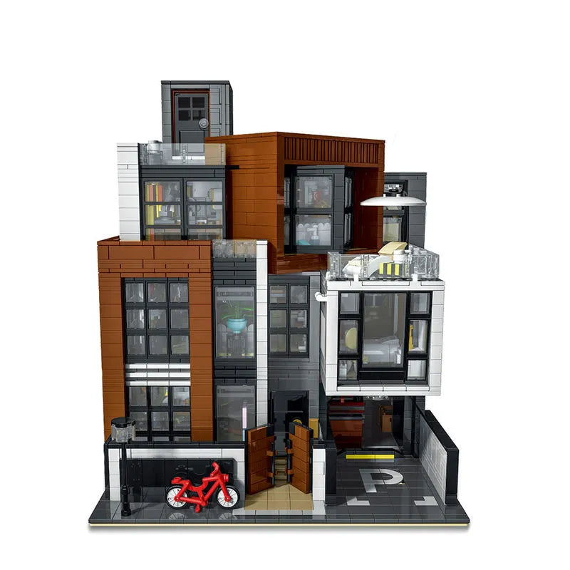 MOC City Street Modern Brown Villa Building Toy 10204