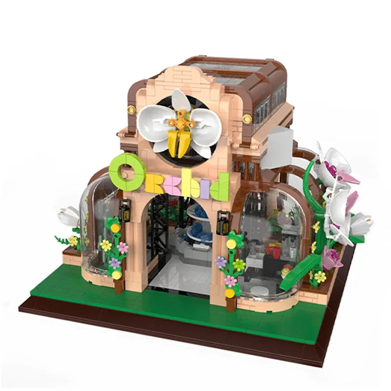 MOC Expert Orchid Flower House Building Brick Toy