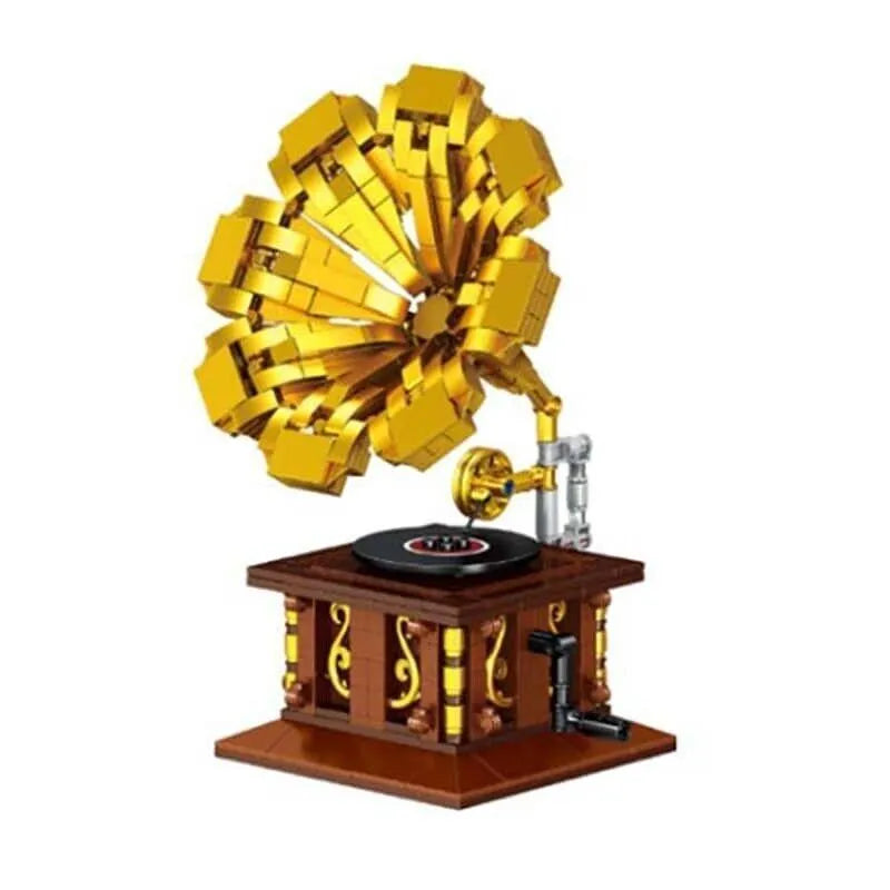 Building Blocks Mini Bricks MOC Ideas Retro Phonograph Toy